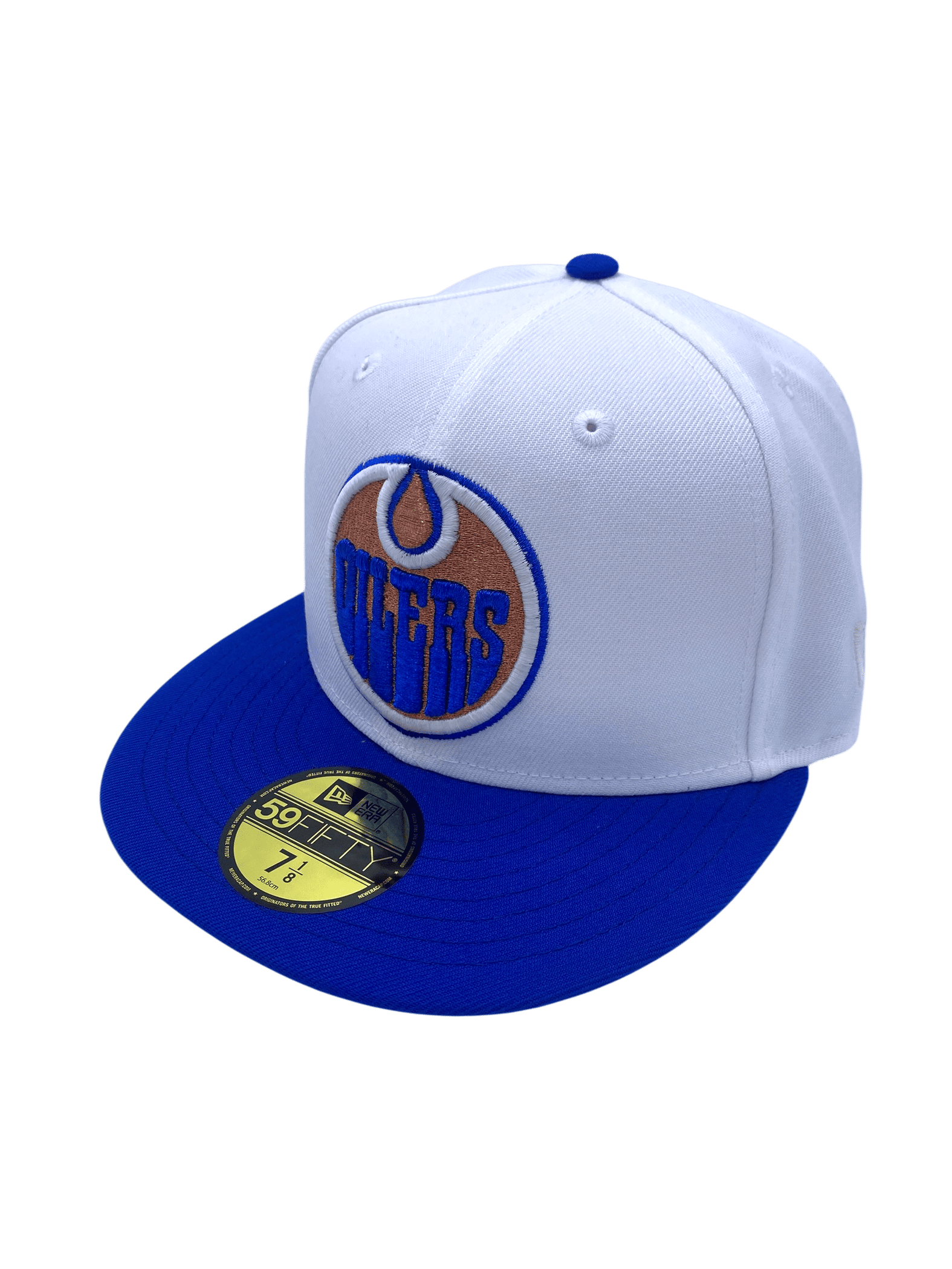 Adult Edmonton Oilers New Era White/Blue Custom Side Patch 59FIFTY Fit ...