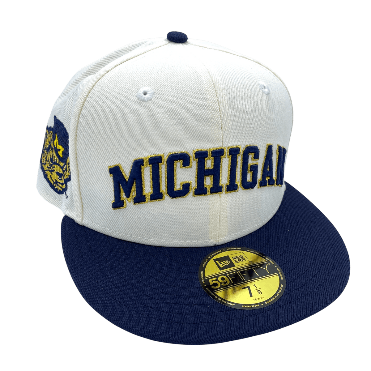 Adult Michigan Wolverines New Era Chrome/Navy Custom Side Patch 59FIFT ...