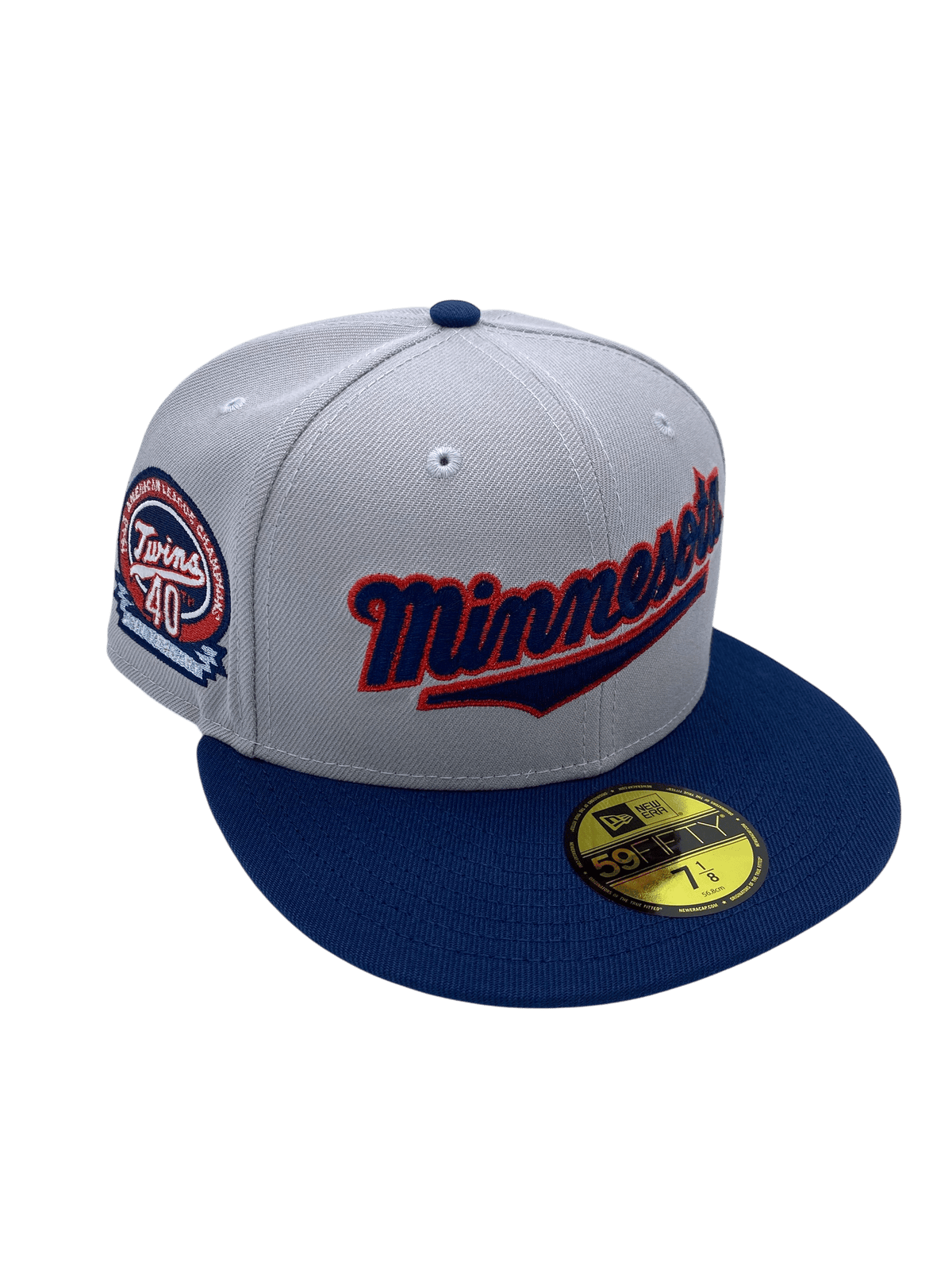 Adult Minnesota Twins New Era Gray/Navy MN Script Custom Side Patch 59 ...