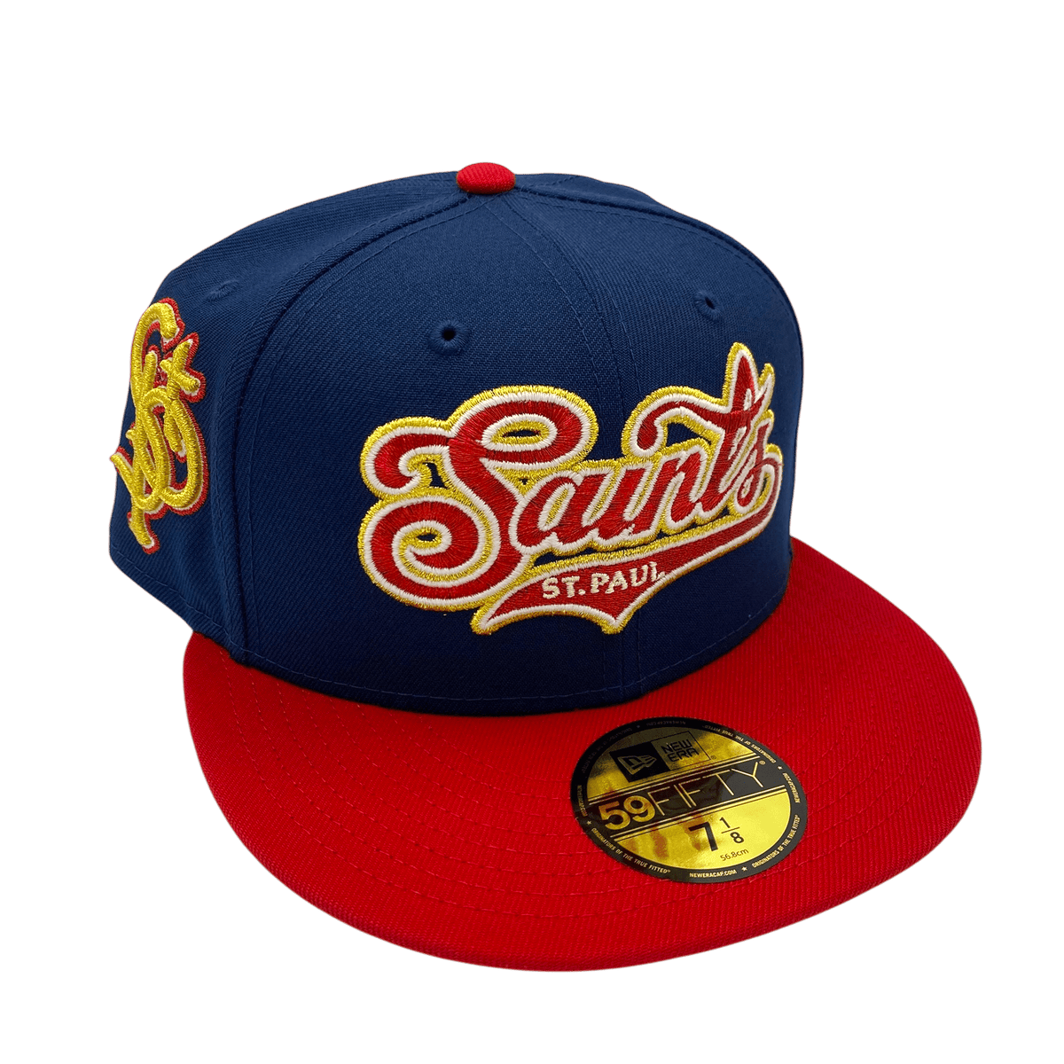 Adult St. Paul Saints New Era Navy/Red Script Custom Side Patch 59FIFT ...