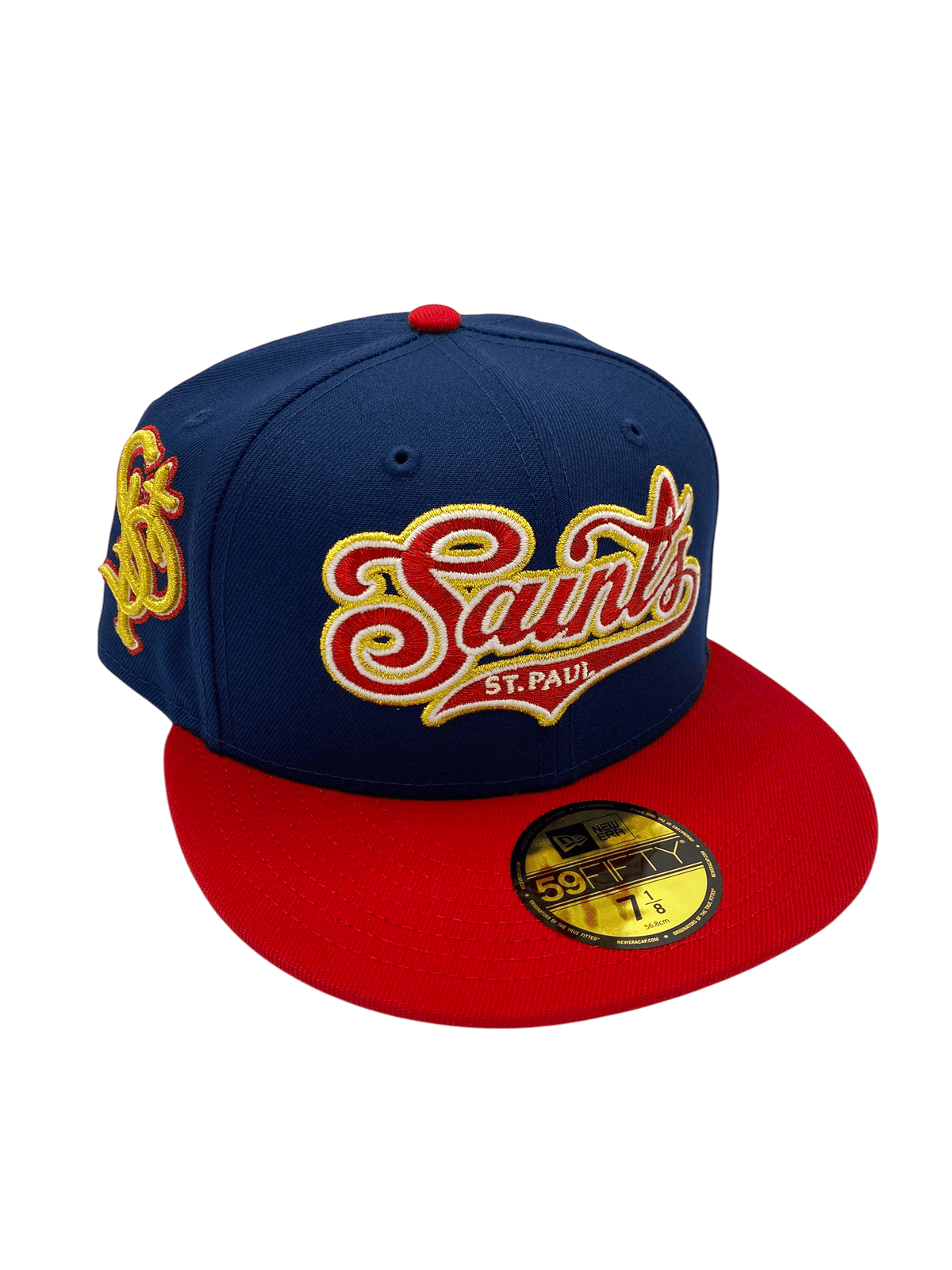 Adult St. Paul Saints New Era Navy/Red Script Custom Side Patch 59FIFT ...