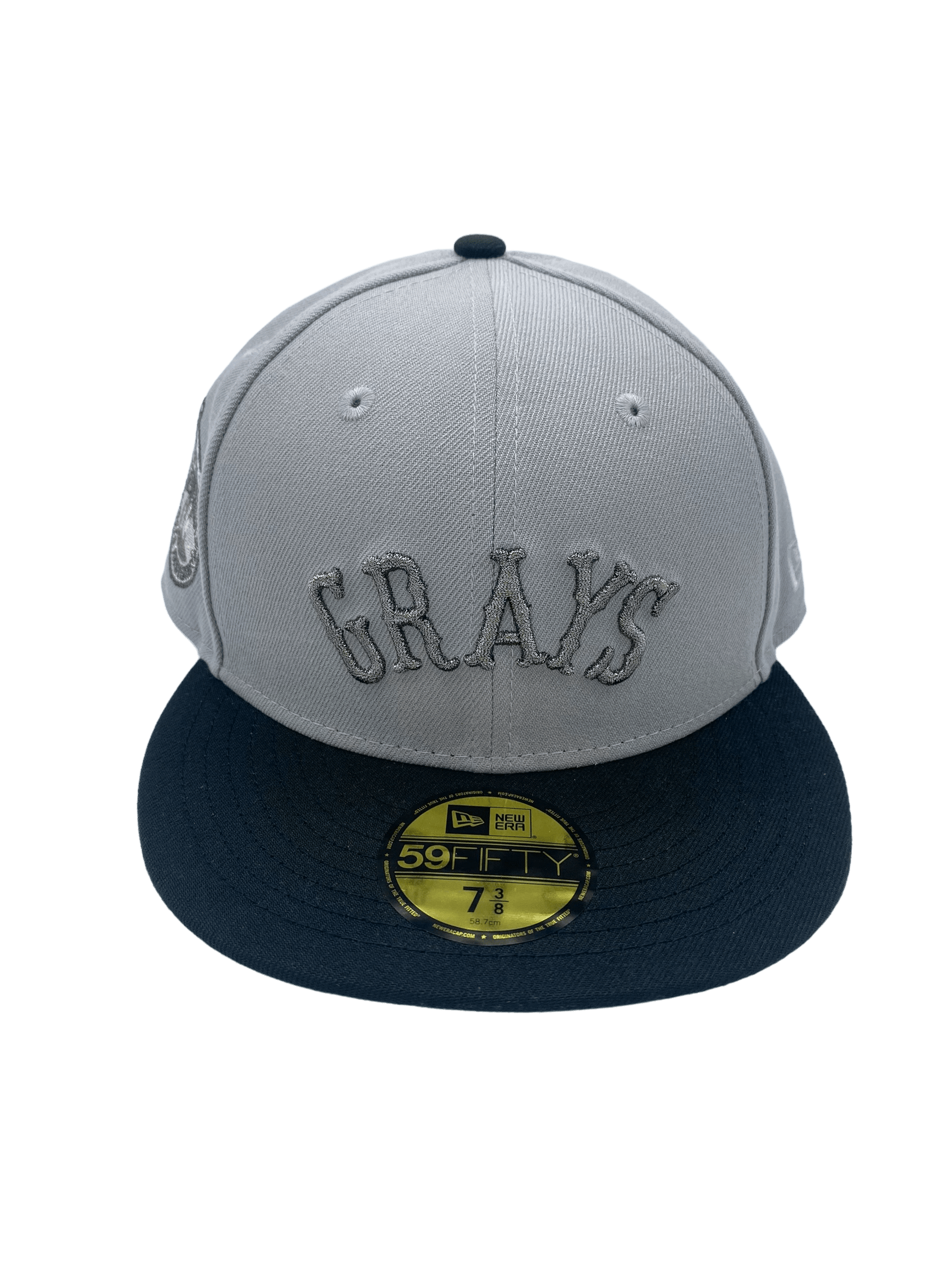 Adult Homestead Grays New Era Gray/Black Custom Side Patch 59FIFTY Fit ...
