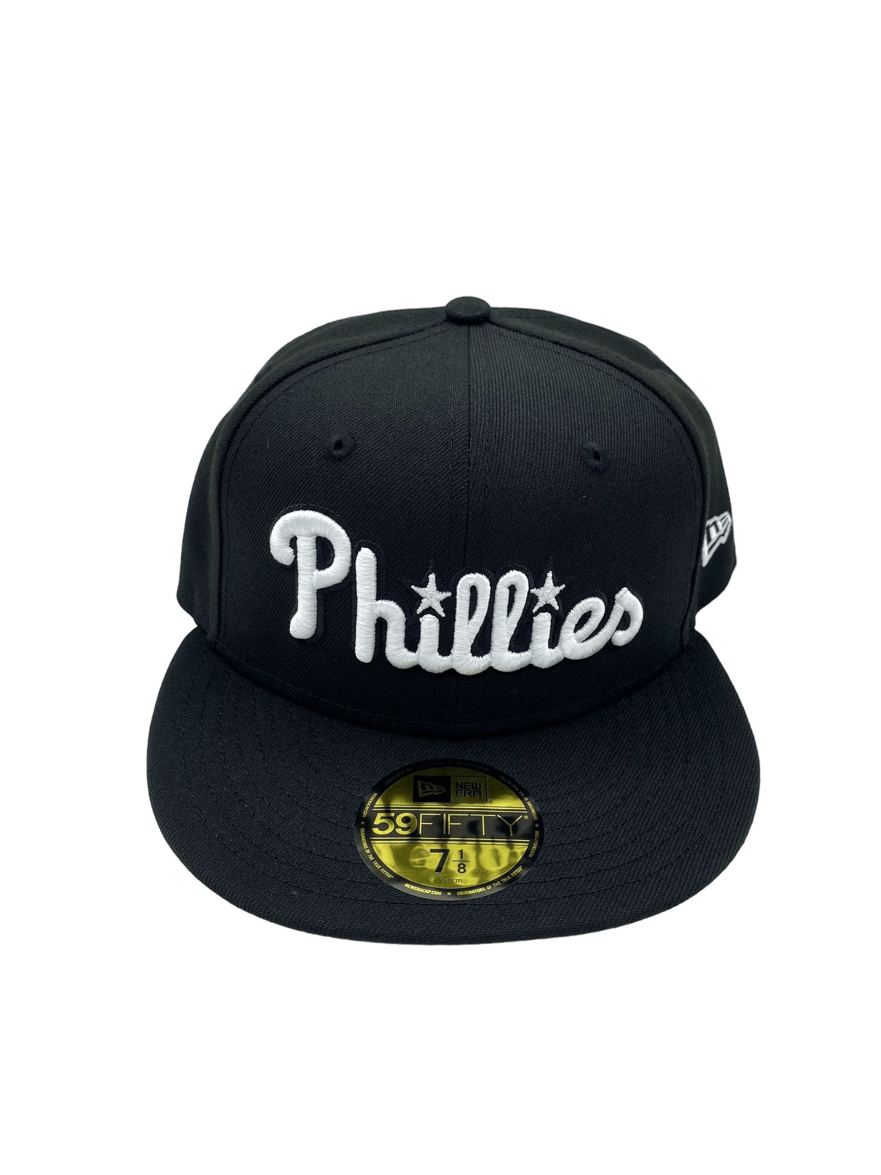 Philadelphia Phillies New Era Black/White Scripts 59FIFTY Fitted Hat - — Pro Image America