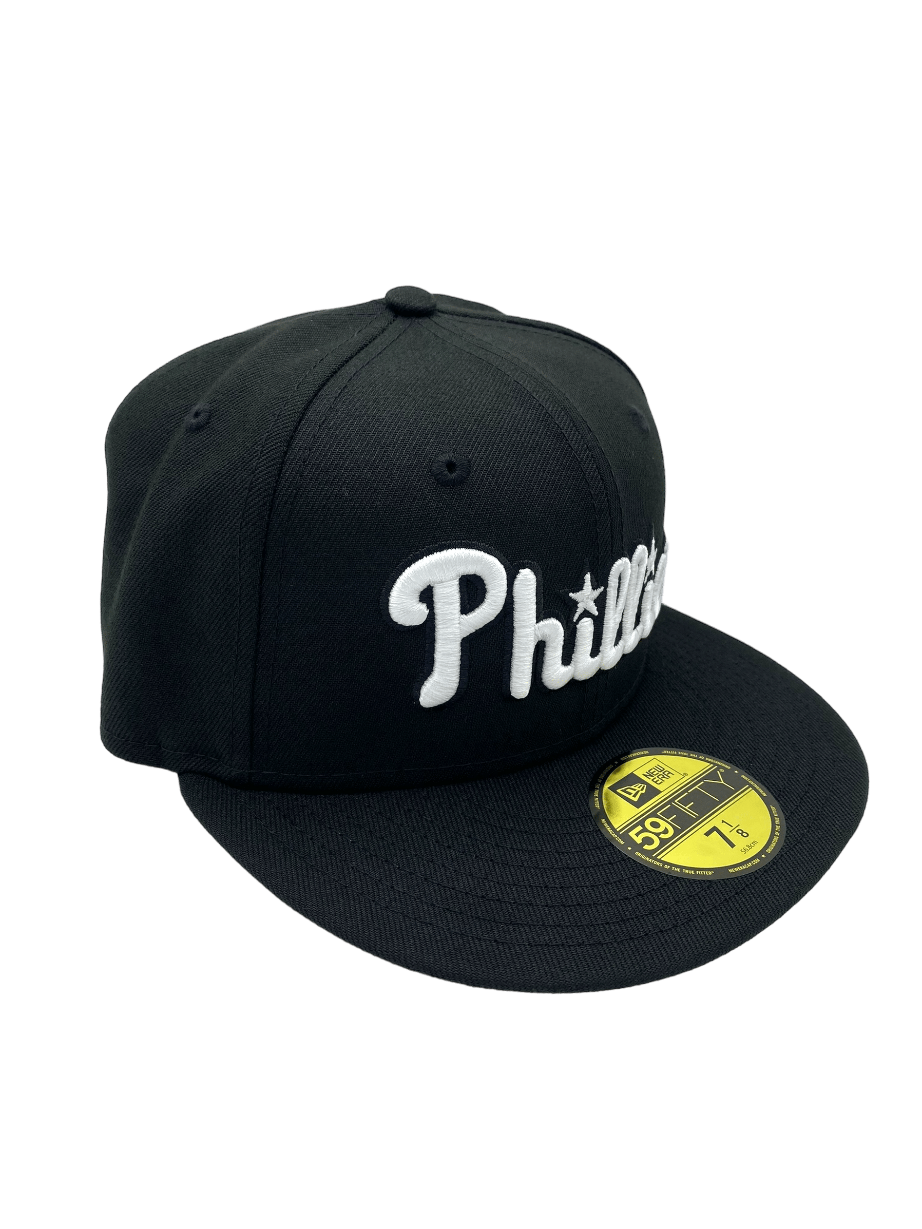 Adult Philadelphia Phillies New Era Black/White Scripts 59FIFTY Fitted — Pro Image America
