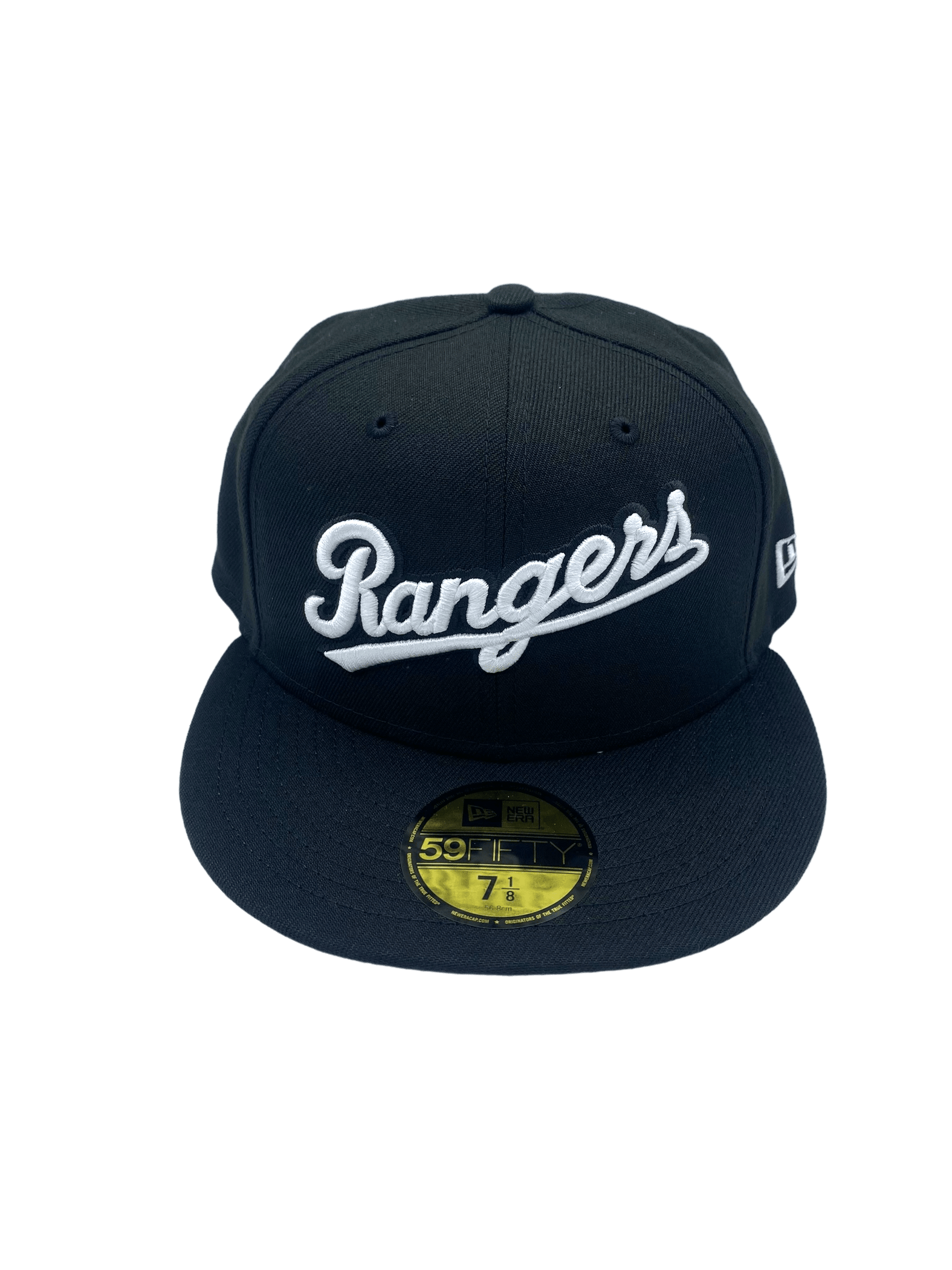 Texas Rangers New Era Black/White Scripts 59FIFTY Fitted Hat - Men's ...